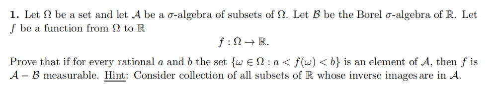 Solved Let Ω ﻿be a set and let A ﻿be a σ-algebra of subsets | Chegg.com