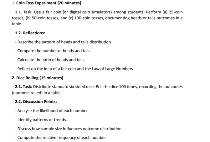 Solved Coin Toss Experiment (20 ﻿minutes) 1.1. ﻿Task: Use a | Chegg.com