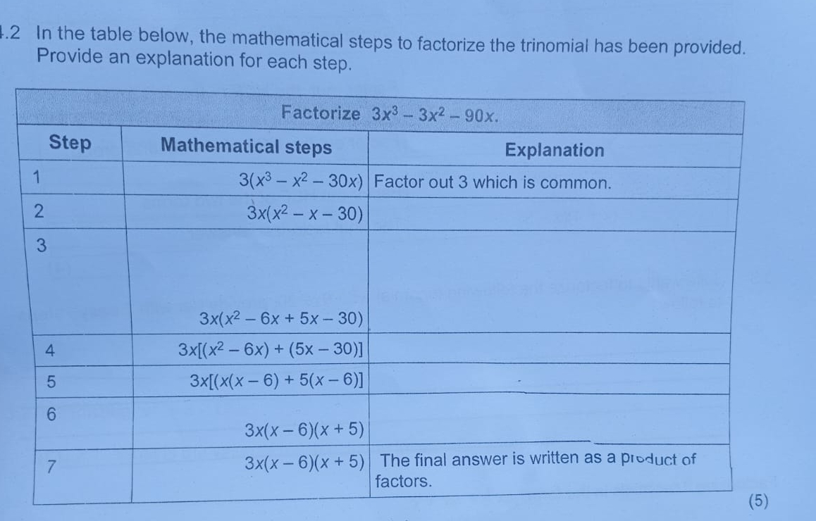 Solved . 2 ﻿In the table below, the mathematical steps to | Chegg.com