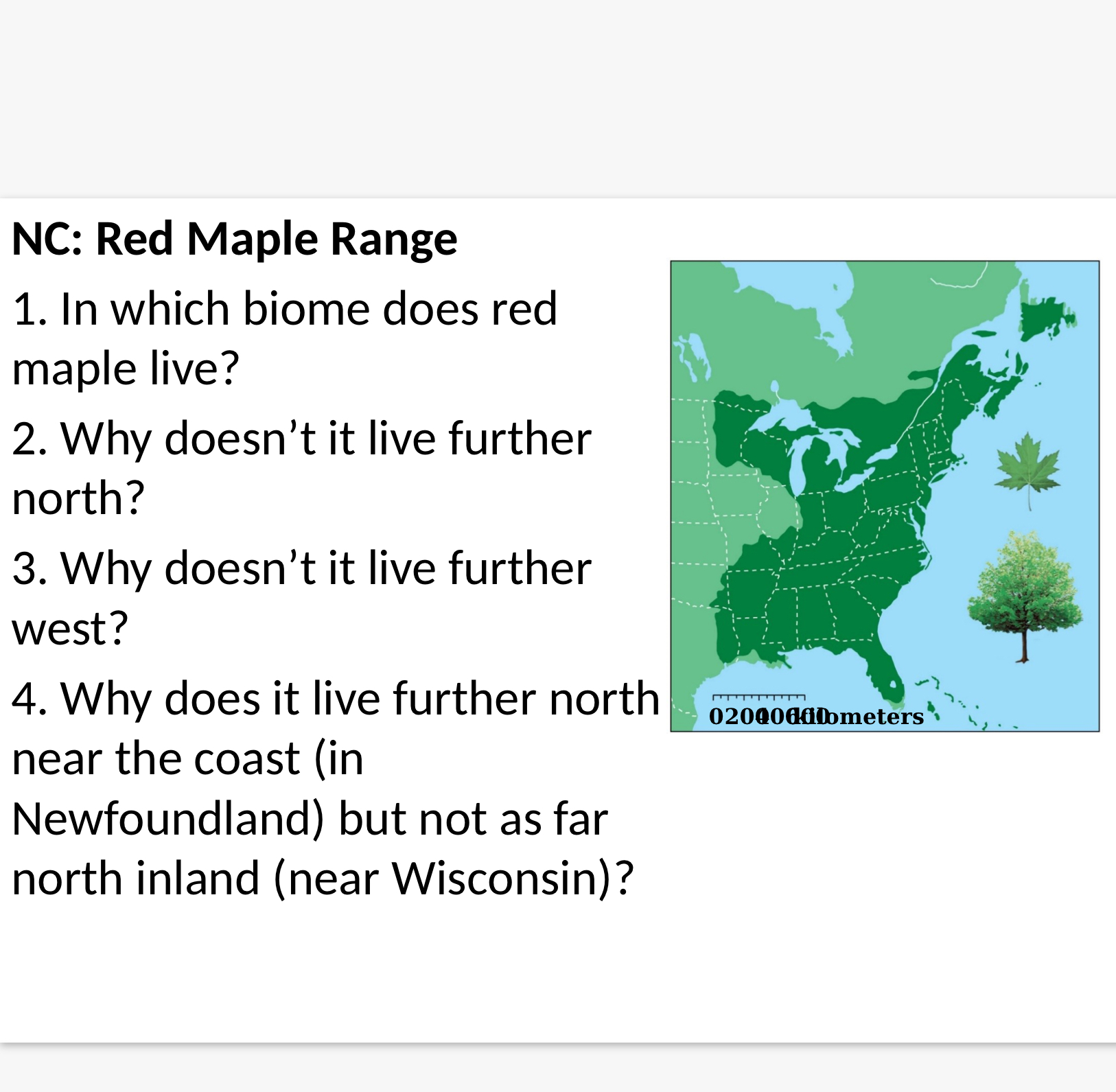 Solved NC: Red Maple RangeIn which biome does redmaple | Chegg.com