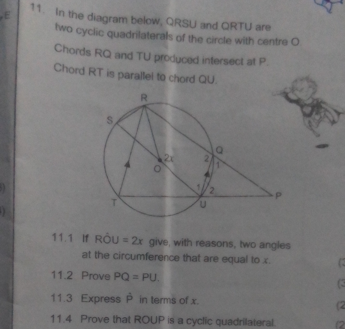 Solved In the diagram below, QRSU and QRTU are two cyclic | Chegg.com