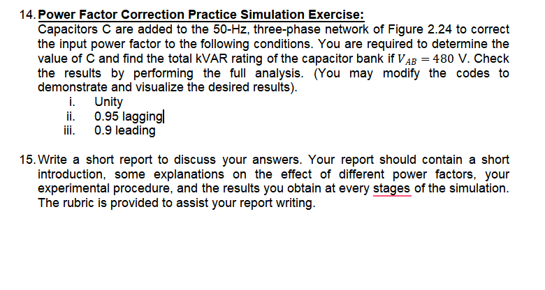 Solved Power Factor Correction Practice Simulation | Chegg.com