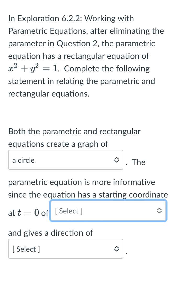 Solved In Exploration 6.2.2: Working with Parametric | Chegg.com