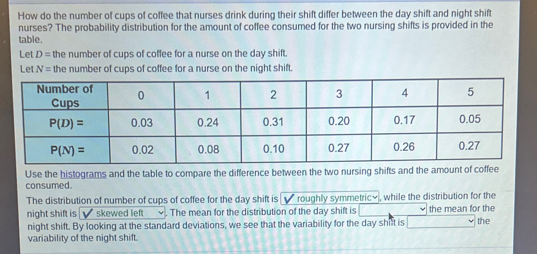 How do the number of cups of coffee that nurses drink | Chegg.com