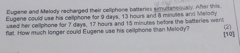 Solved Eugene and Melody recharged their cellphone batteries | Chegg.com