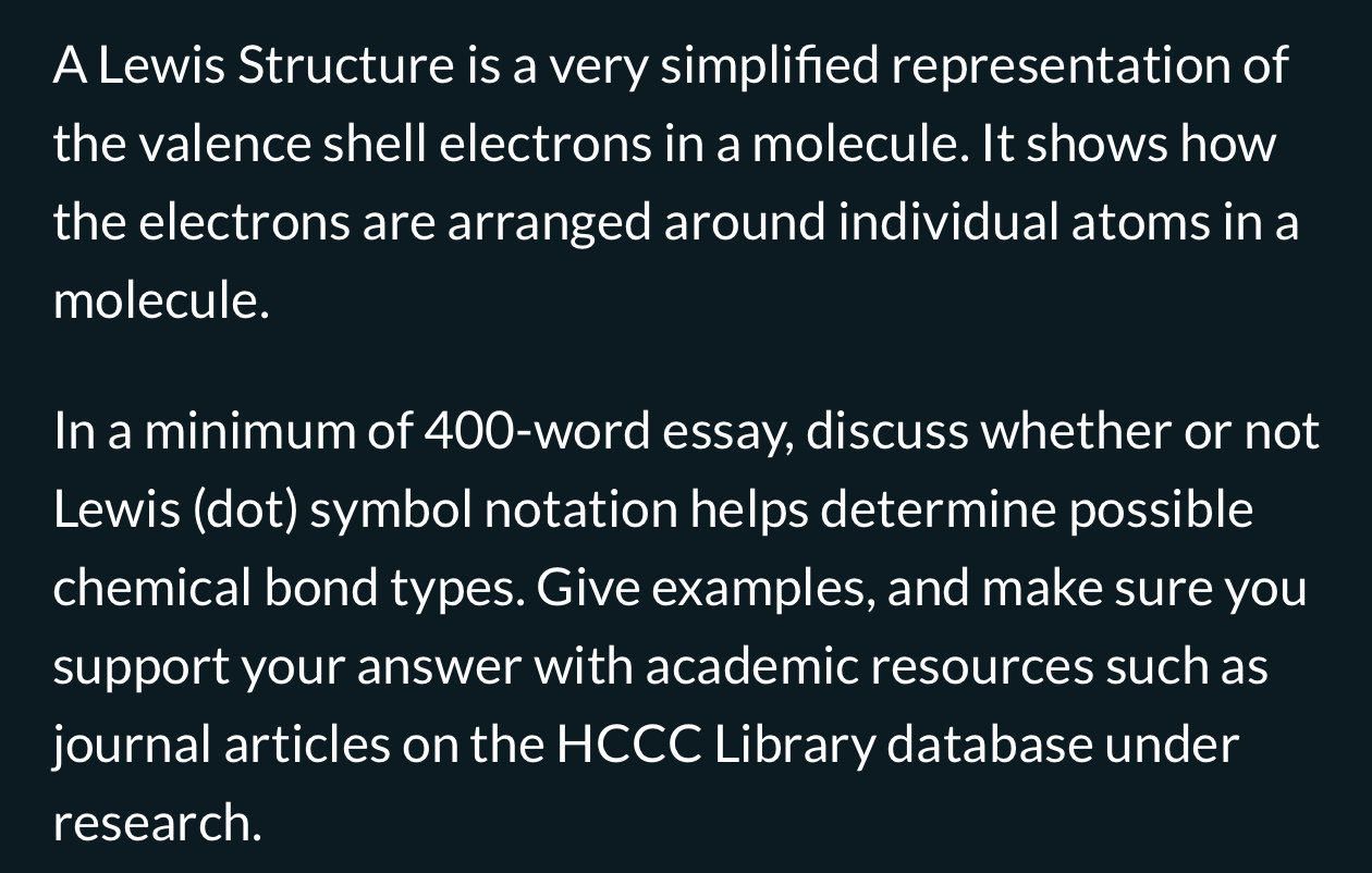 Solved A Lewis Structure is a very simplified representation | Chegg.com