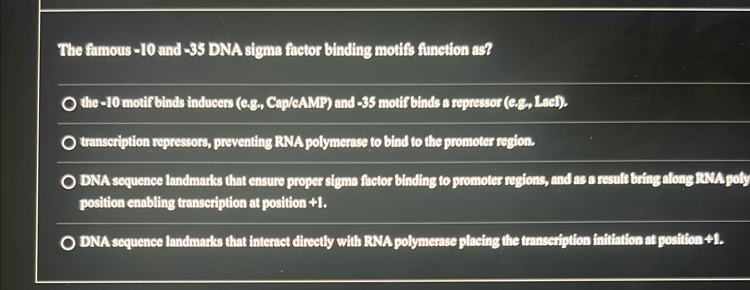 Solved The famous - 10 ﻿and -35 ﻿DNA sigma factor binding | Chegg.com