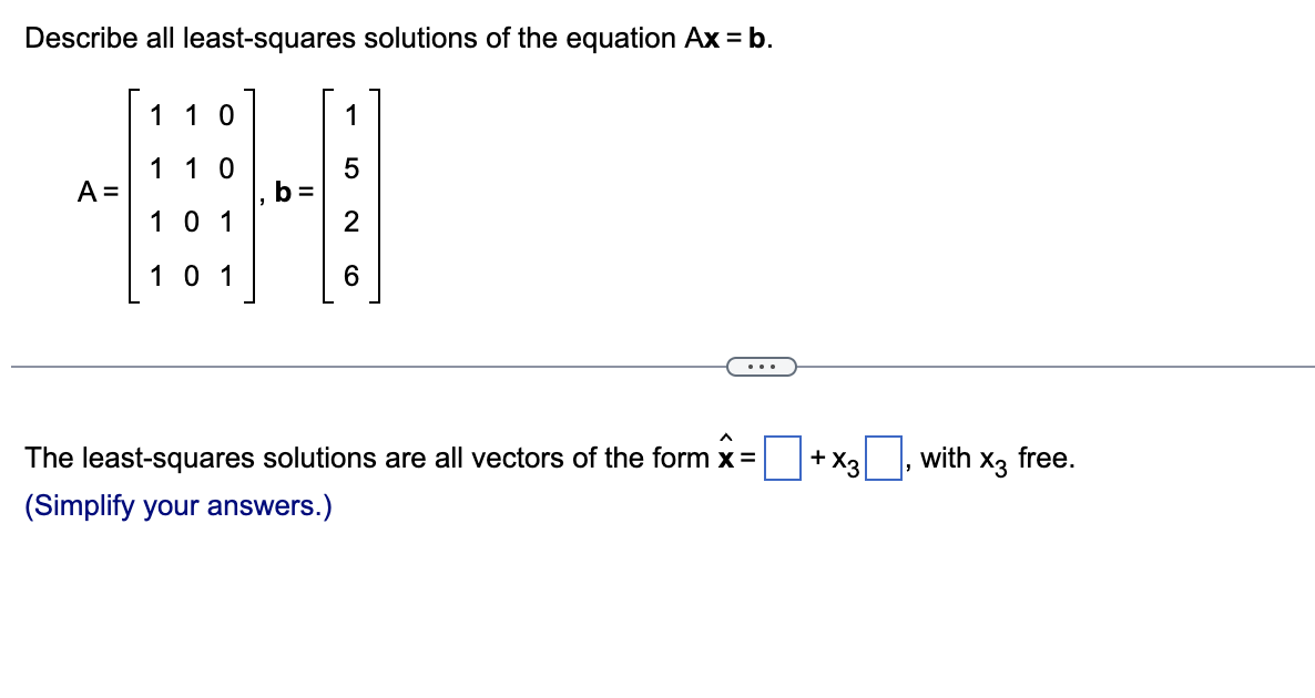Solved Describe all least-squares solutions of the equation | Chegg.com