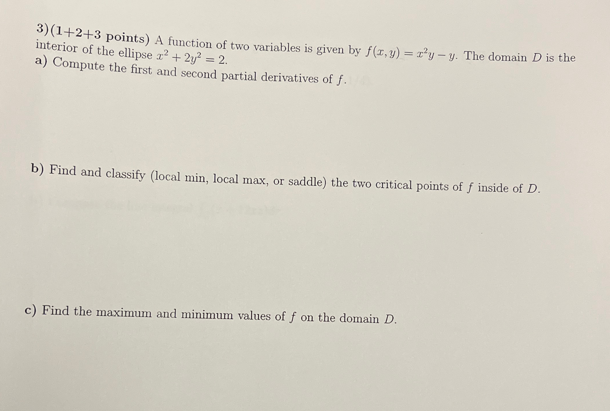 Solved points) ﻿A function of two variables is given by | Chegg.com