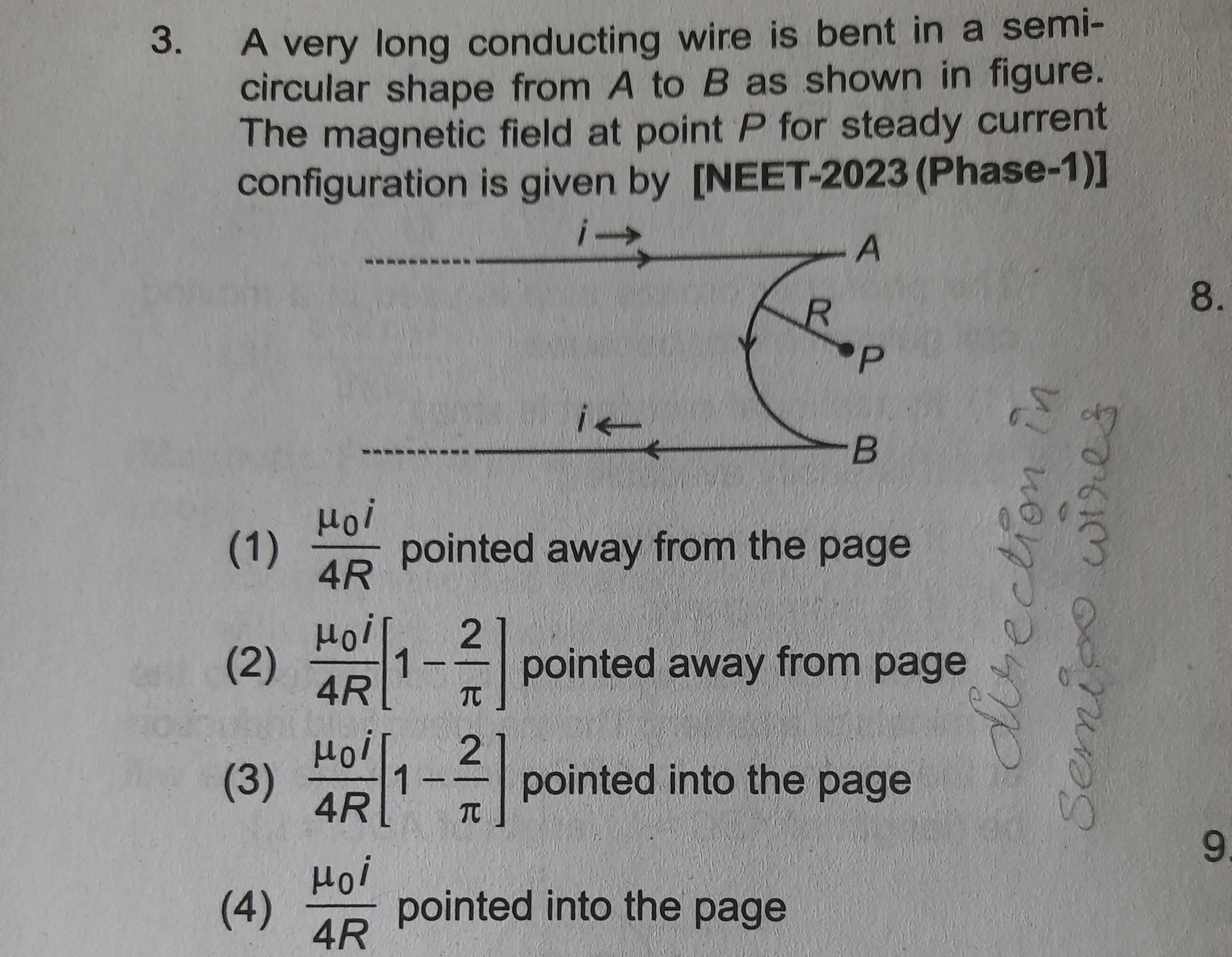 Solved A very long conducting wire is bent in a semi- | Chegg.com