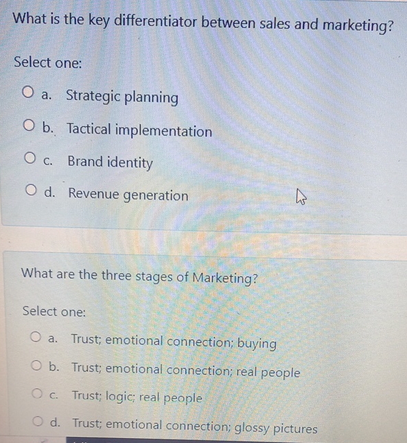 Solved What is the key differentiator between sales and | Chegg.com