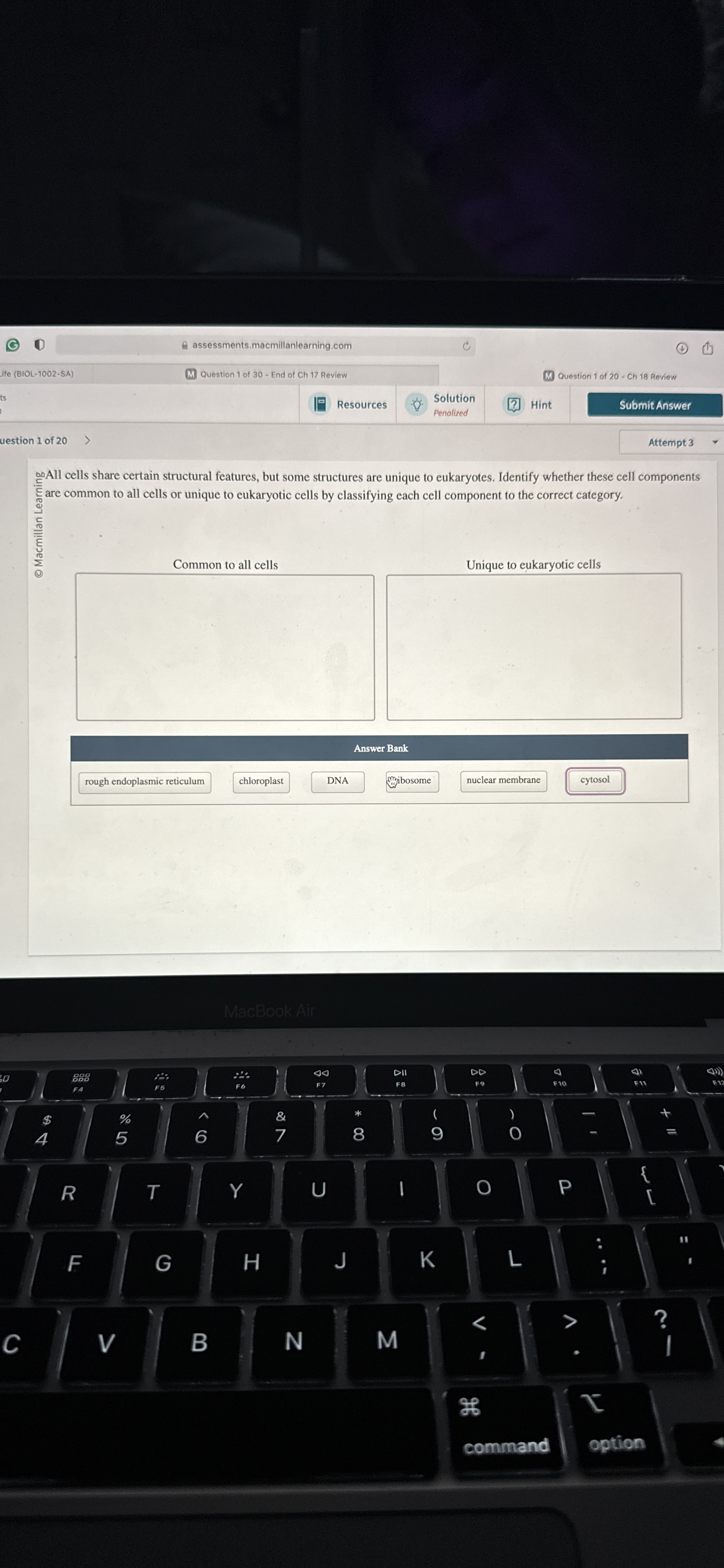 Solved uestion 1 ﻿of 20andll cells share certain structural | Chegg.com