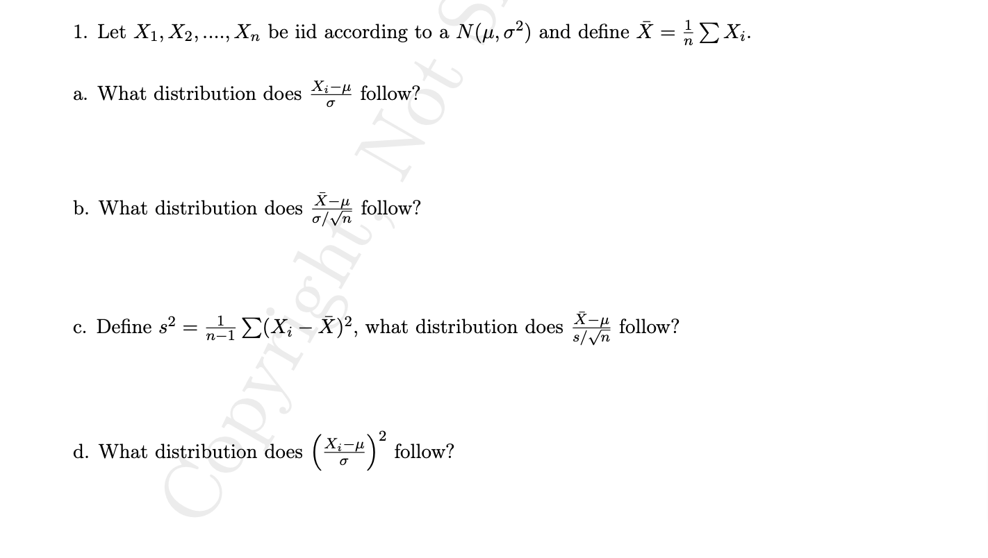 Solved Let x1,x2,dots,xn ﻿be iid according to a N(μ,σ2) ﻿and | Chegg.com