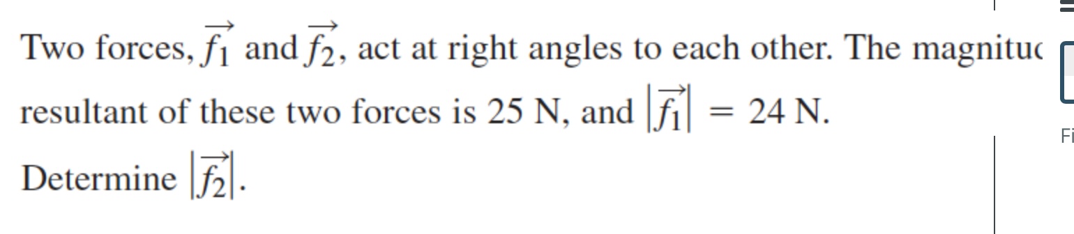 Solved Two forces, vec(f1) ﻿and vec(f2), ﻿act at right | Chegg.com