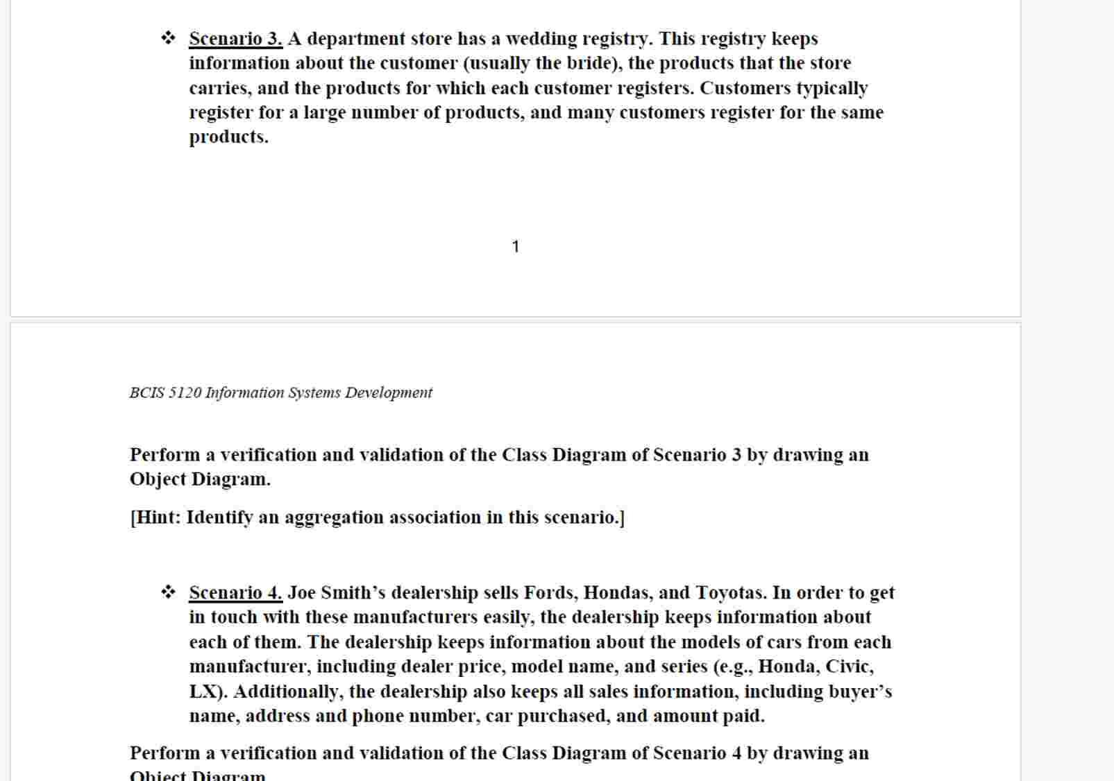 Solved * ﻿Scenario 3. ﻿A department store has a wedding | Chegg.com