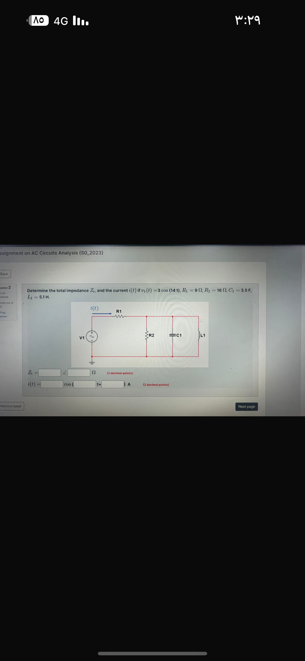 Solved 10 4G lin,พ:รดssignment on AC Circuits Analysis | Chegg.com