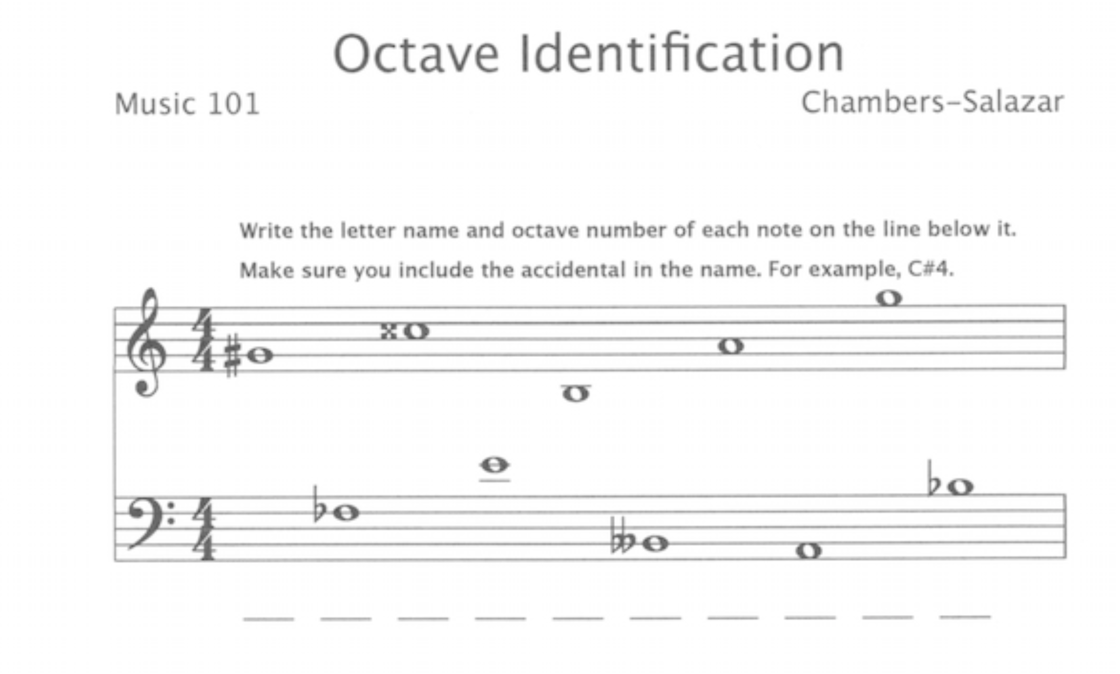 Solved Write the letter name and octave number of each note | Chegg.com