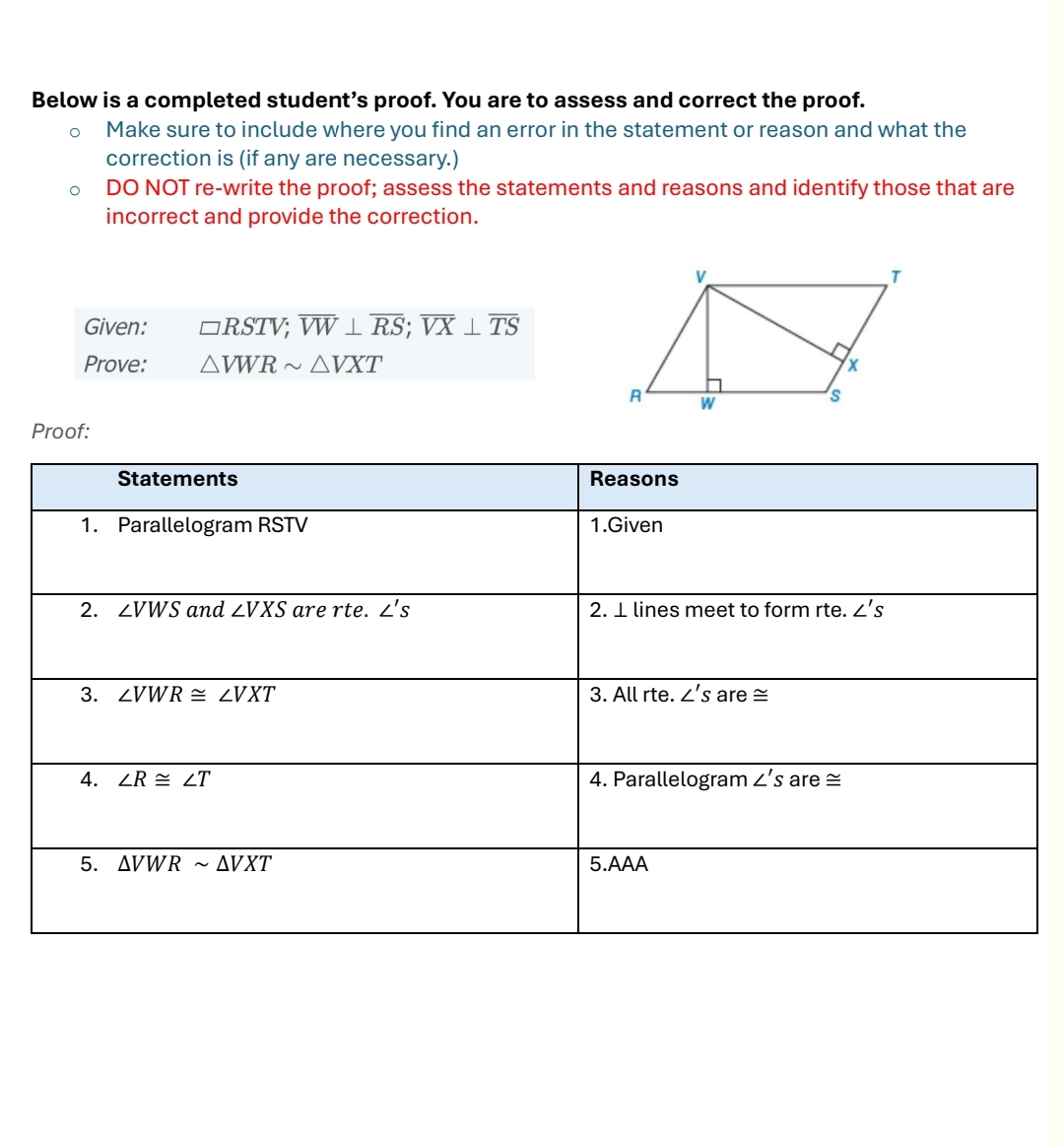 Solved Below is a completed student's proof. You are to | Chegg.com