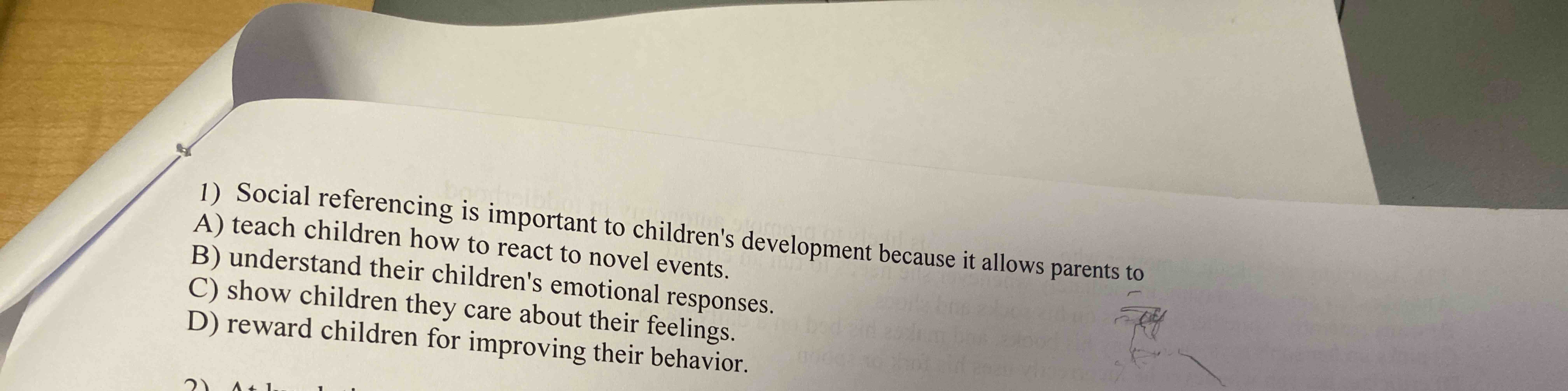 Solved 1) ﻿Social referencing is important to children's | Chegg.com