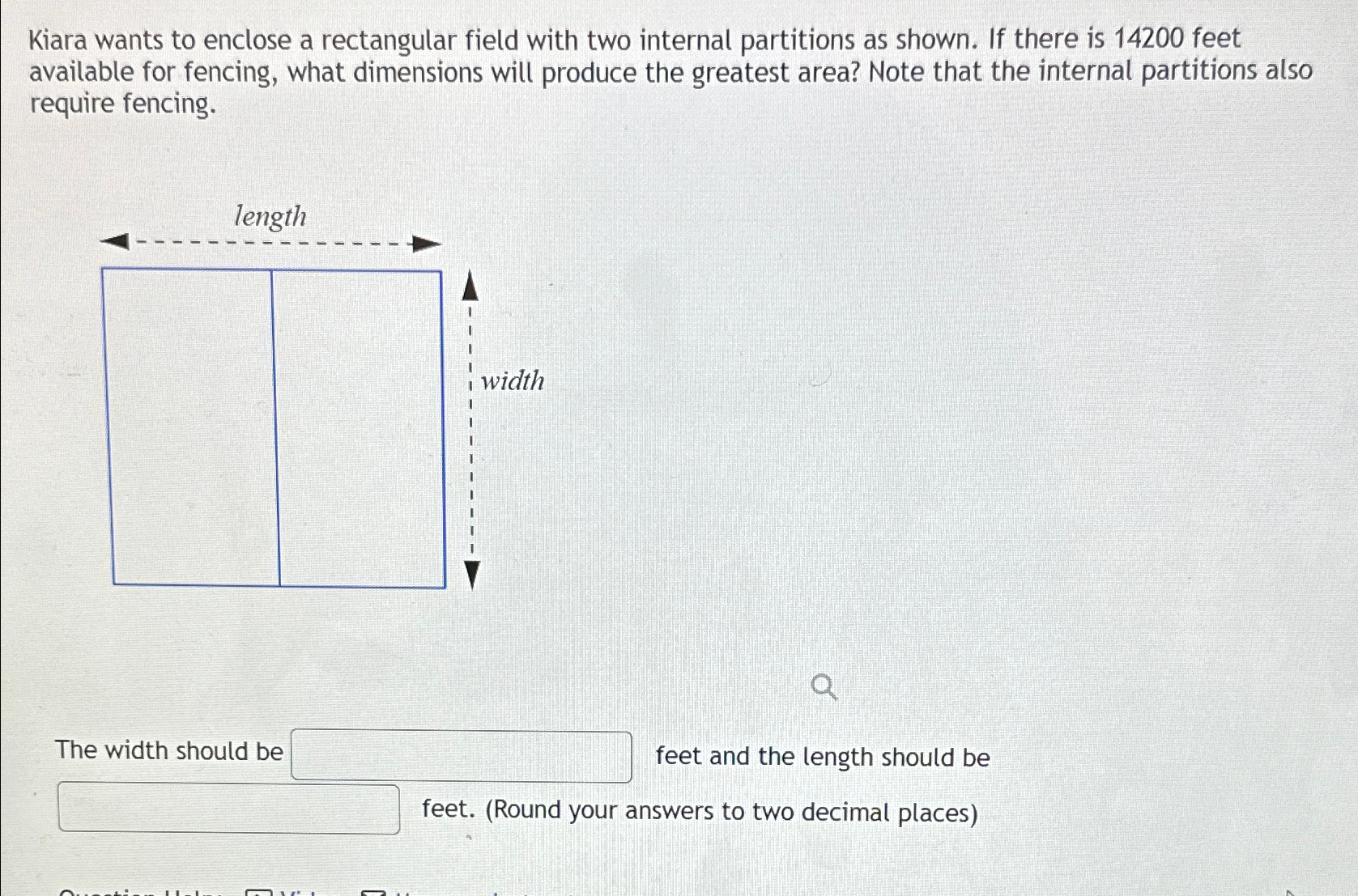Solved Kiara wants to enclose a rectangular field with two | Chegg.com