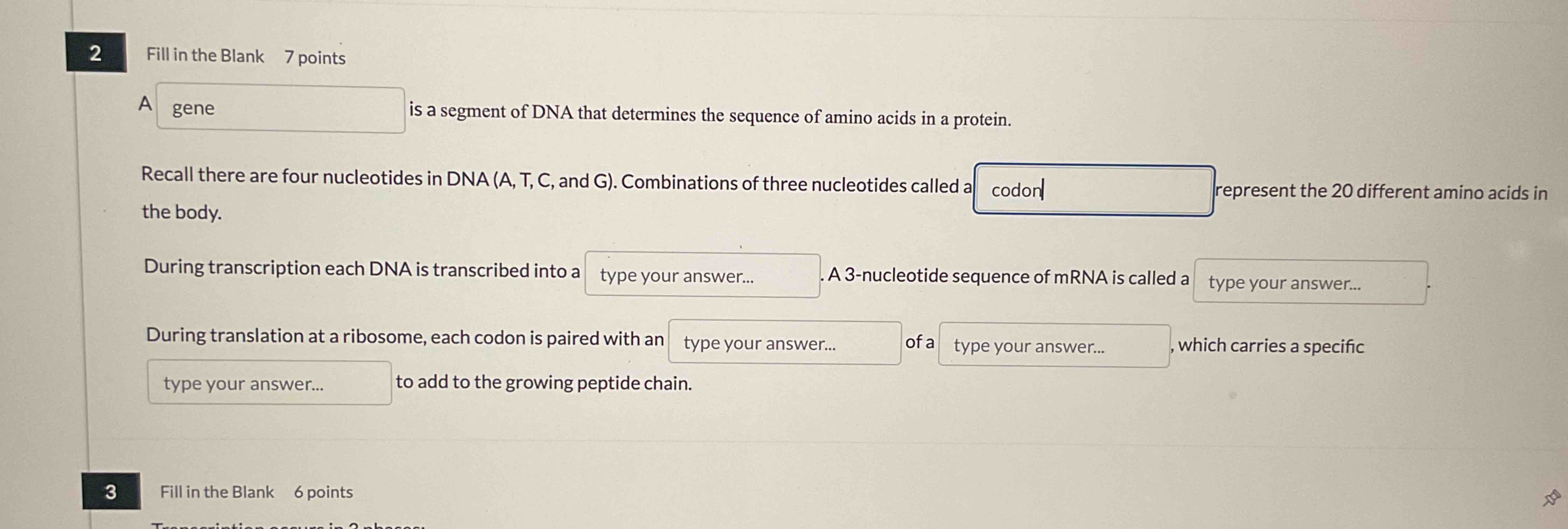 Solved 2 ﻿A is a segment of DNA that determines the sequence | Chegg.com