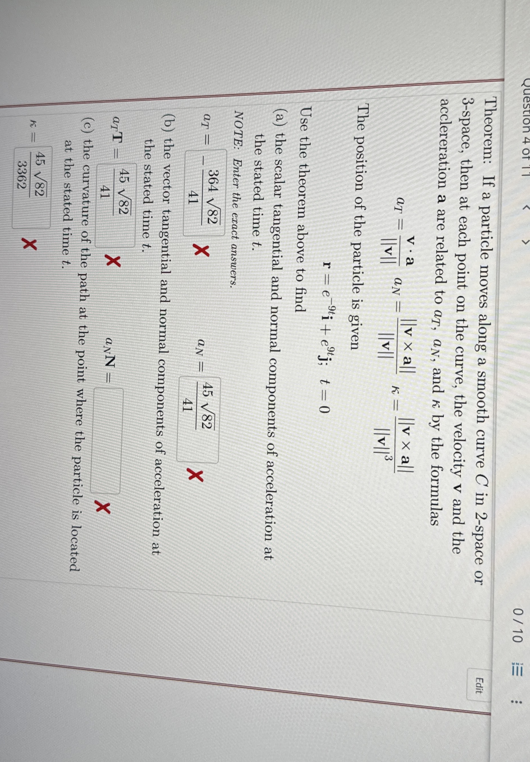 010Theorem: If a particle moves along a smooth curve | Chegg.com