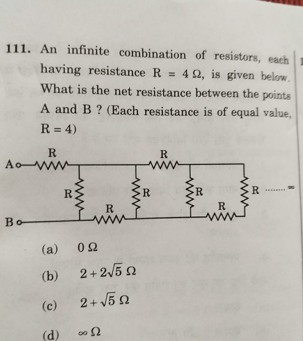 Solved An infinite combination of resistors, each having | Chegg.com