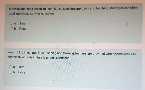 Solved Teaching methods, teaching techniques, teaching | Chegg.com