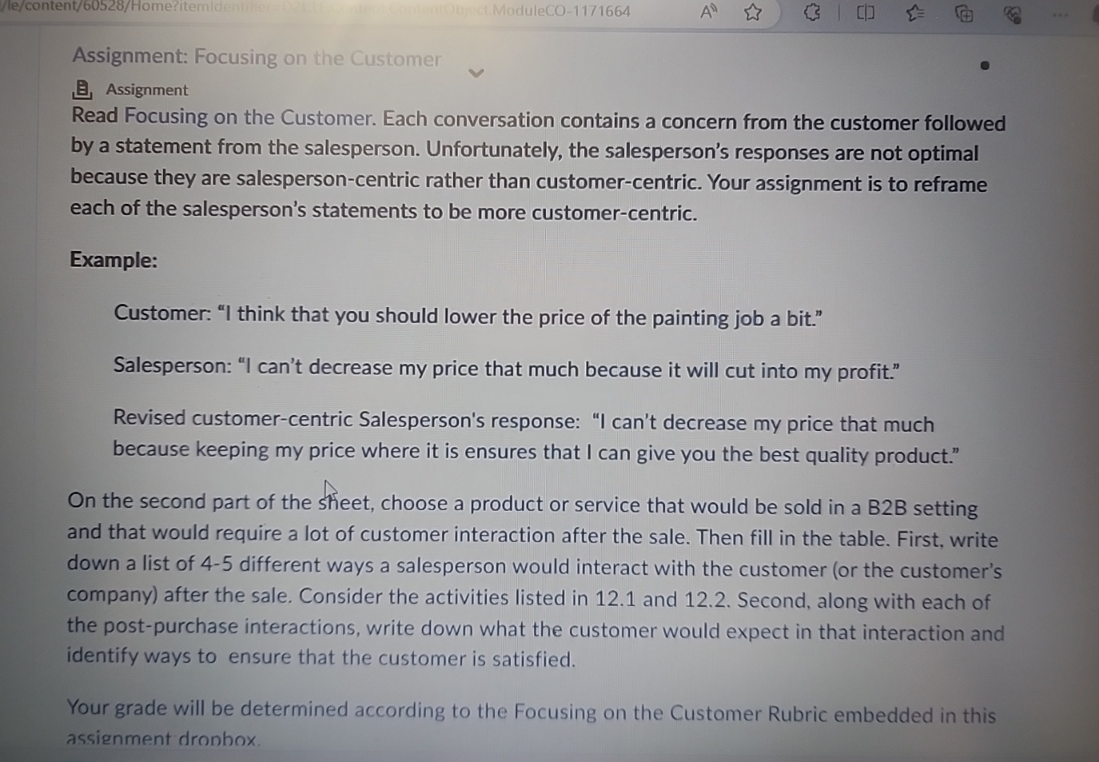 Solved Assignment: Focusing on the Customer目 ﻿AssignmentRead | Chegg.com