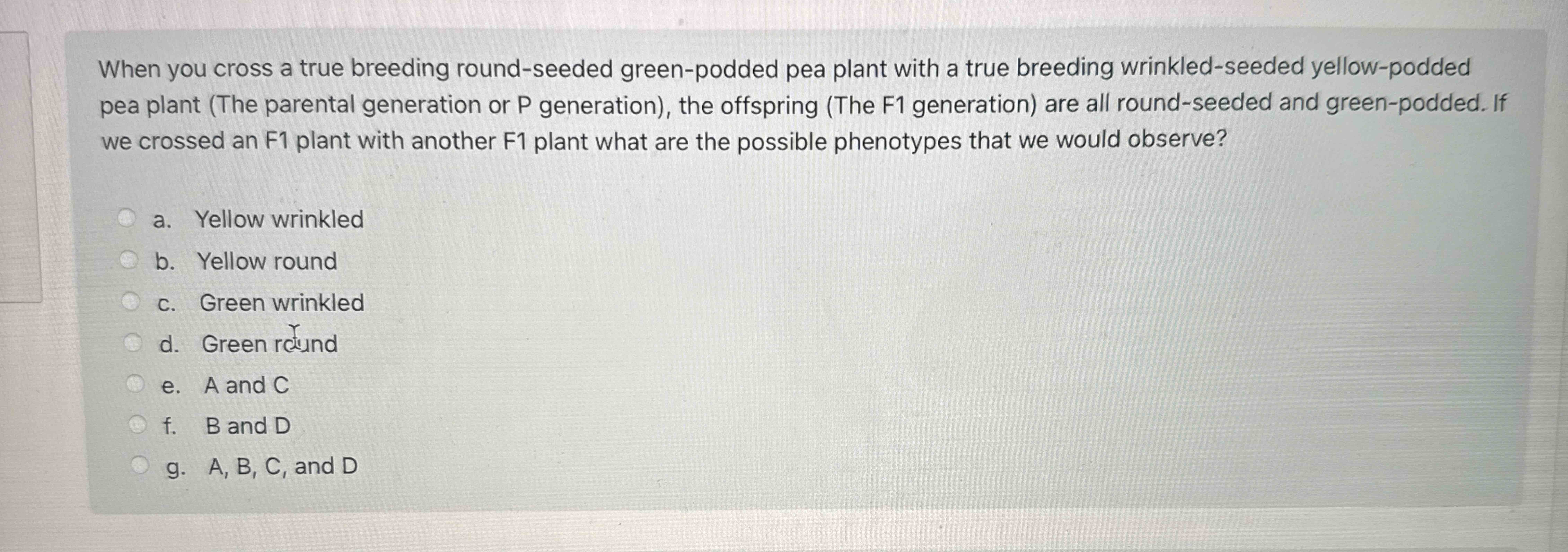 Solved When you cross a true breeding round-seeded | Chegg.com