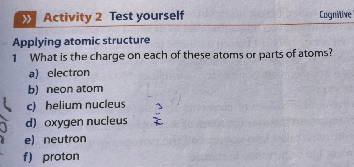 Solved Activity 2 ﻿Test yourself Cognitive Applying atomic | Chegg.com