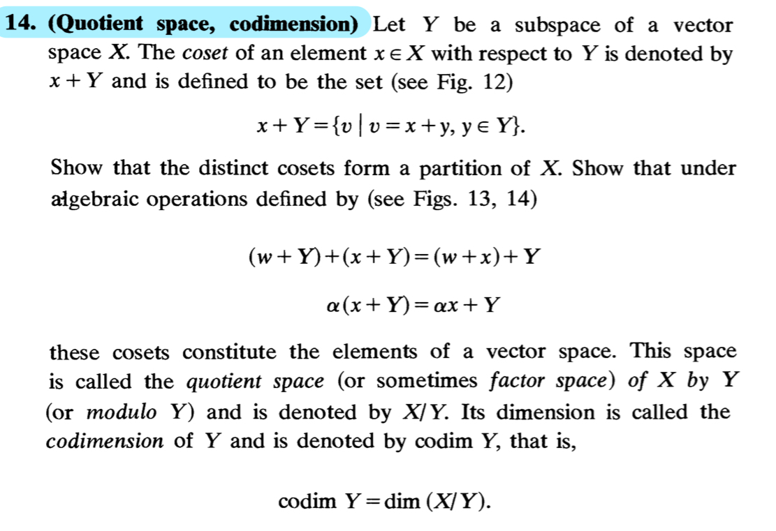 Solved (Quotient space, codimension) ﻿Let Y ﻿be a subspace | Chegg.com