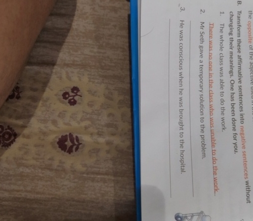 Solved B. ﻿Transform these affirmative sentences into | Chegg.com