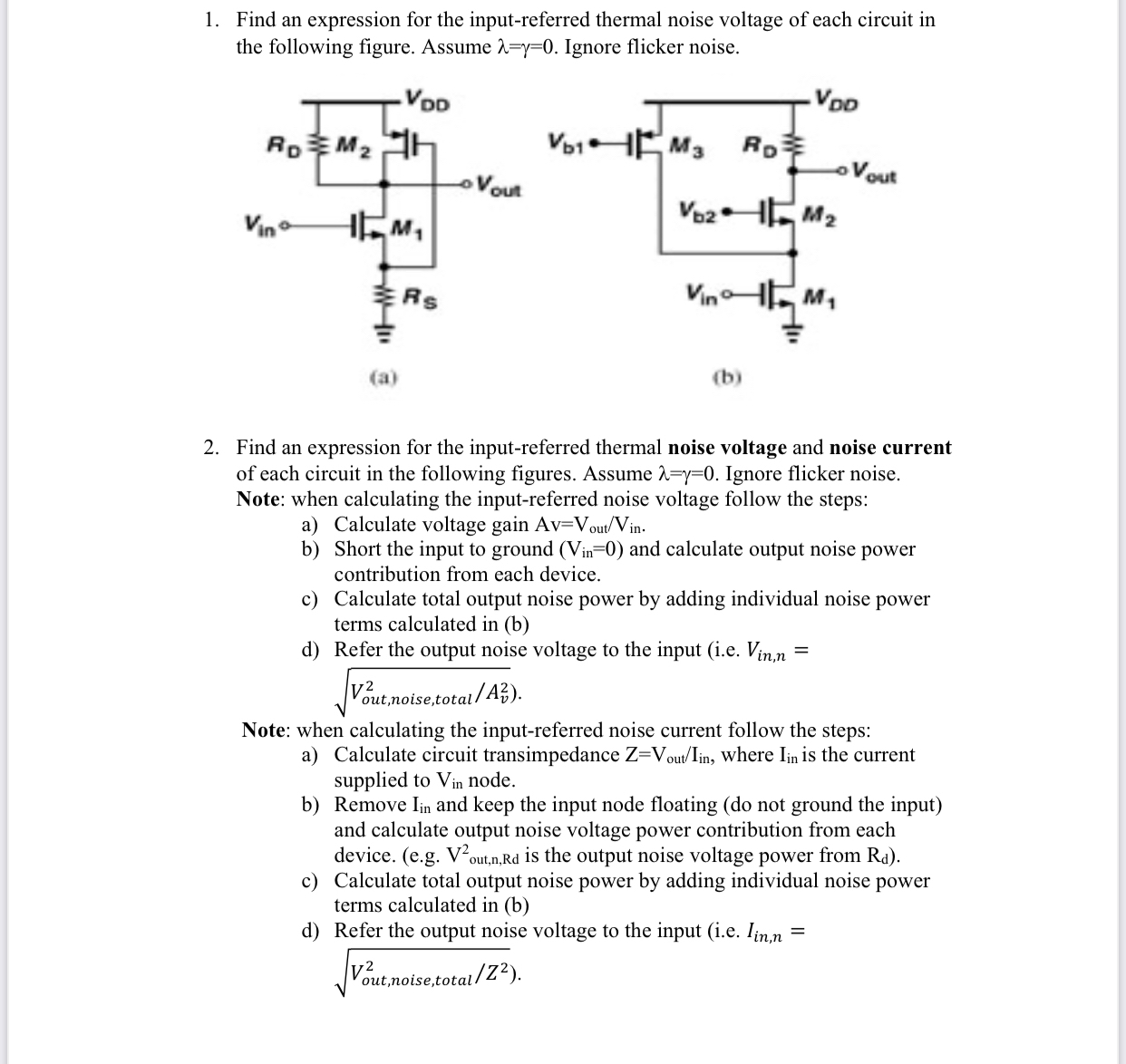 Solved Find an expression for the input-referred thermal | Chegg.com
