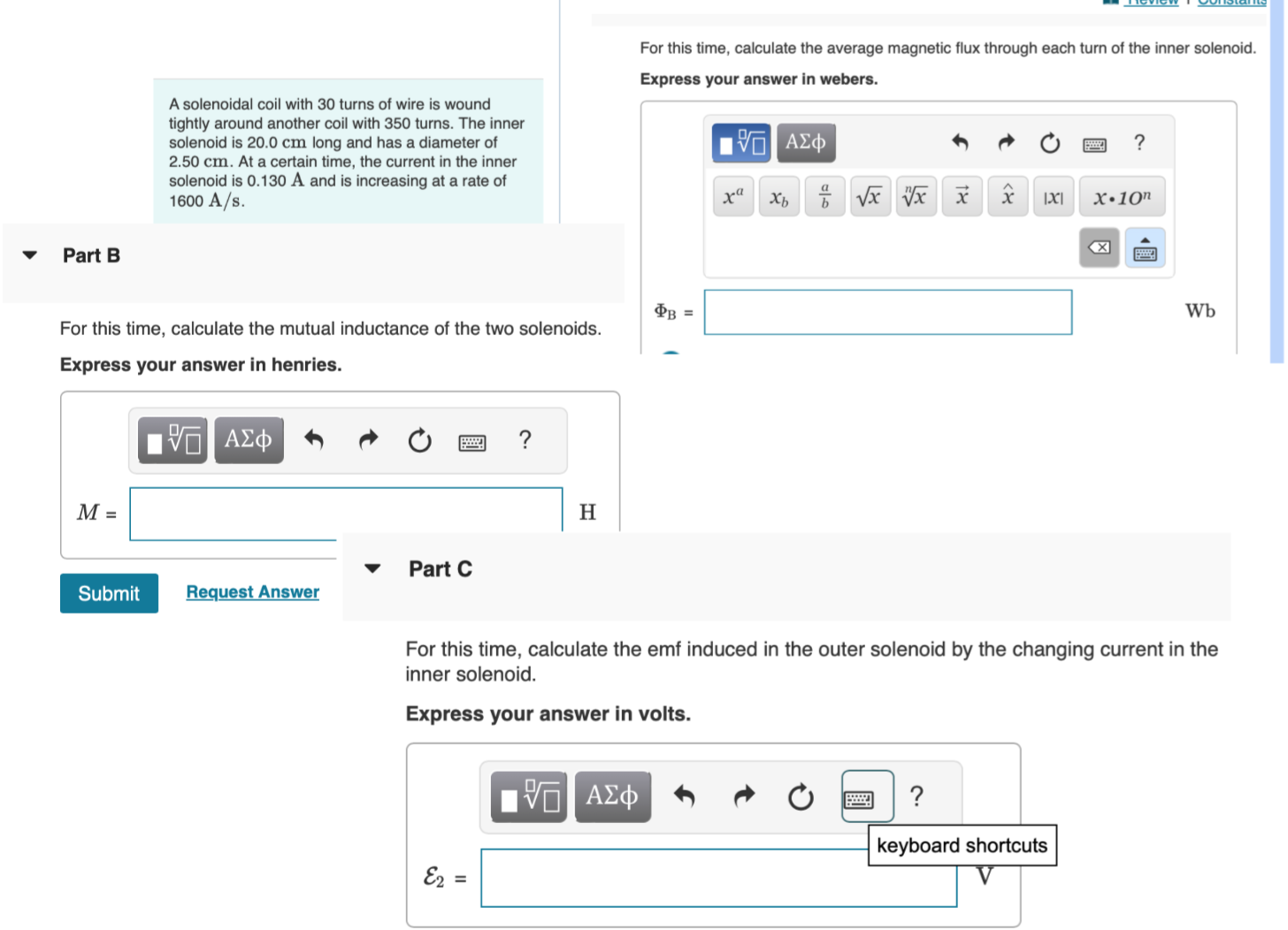 Solved M=Part CFor this time, calculate the emf induced in | Chegg.com
