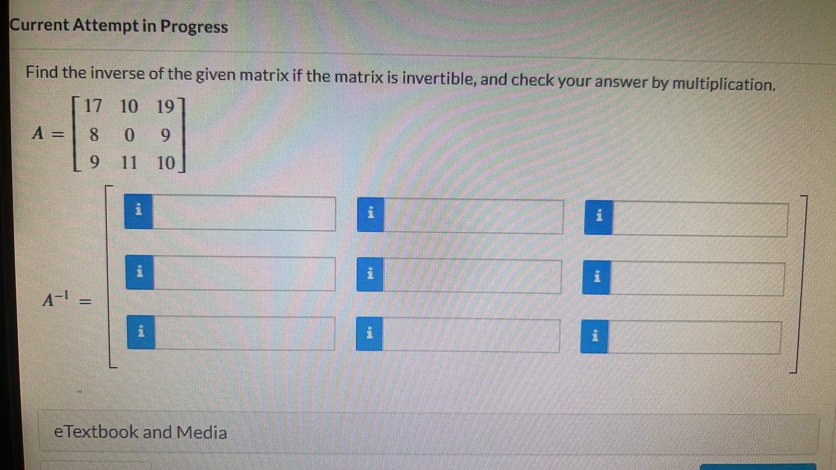 Solved Current Attempt in Progress Find the inverse of the | Chegg.com