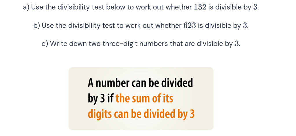 Solved a) ﻿Use the divisibility test below to work out | Chegg.com