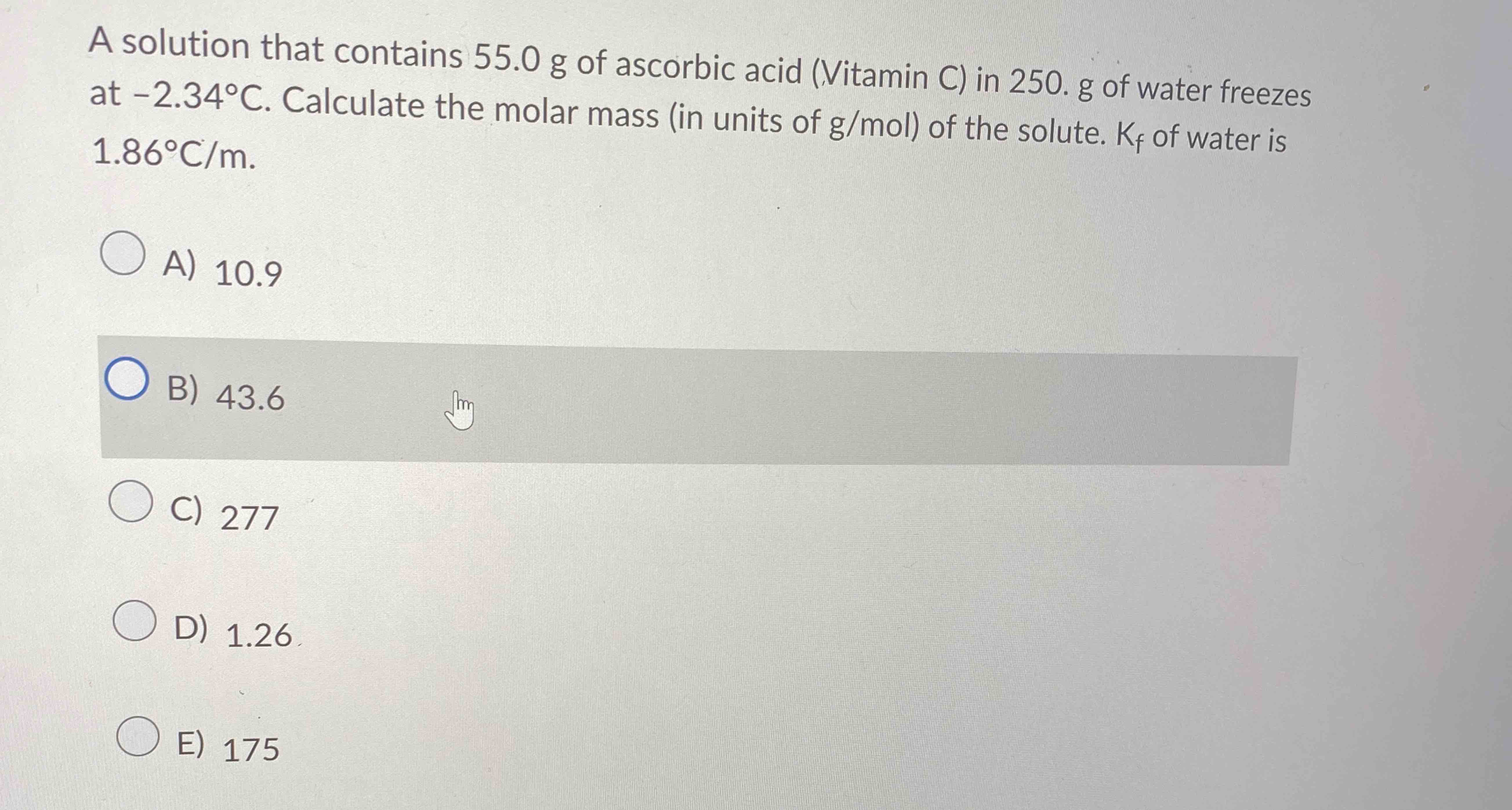 Solved code class="asciimath">A solution that contains 55.0 | Chegg.com