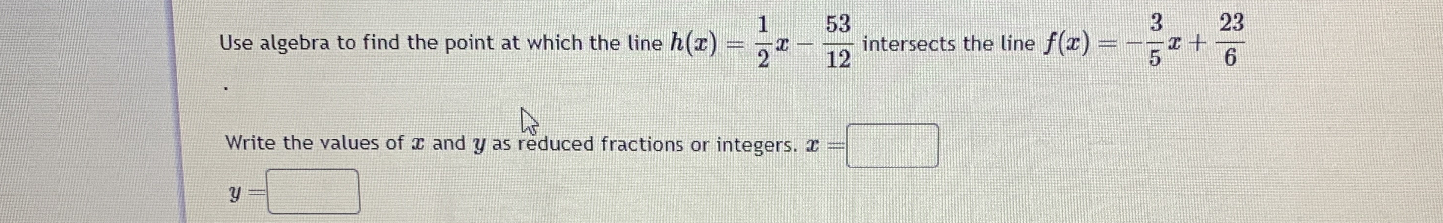 Solved Use algebra to find the point at which the line | Chegg.com