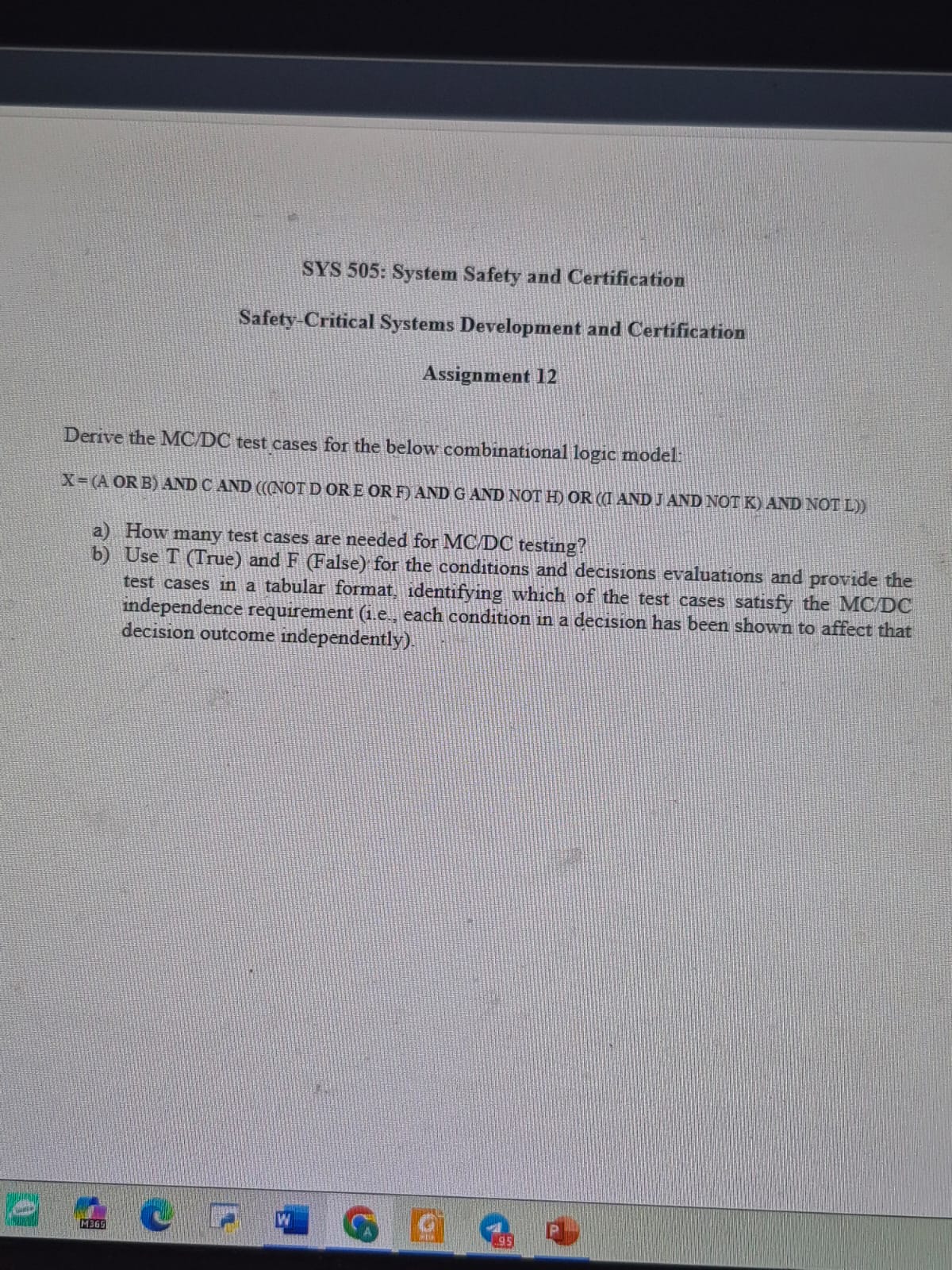 Solved SYS 505: System Safety and Certification | Chegg.com