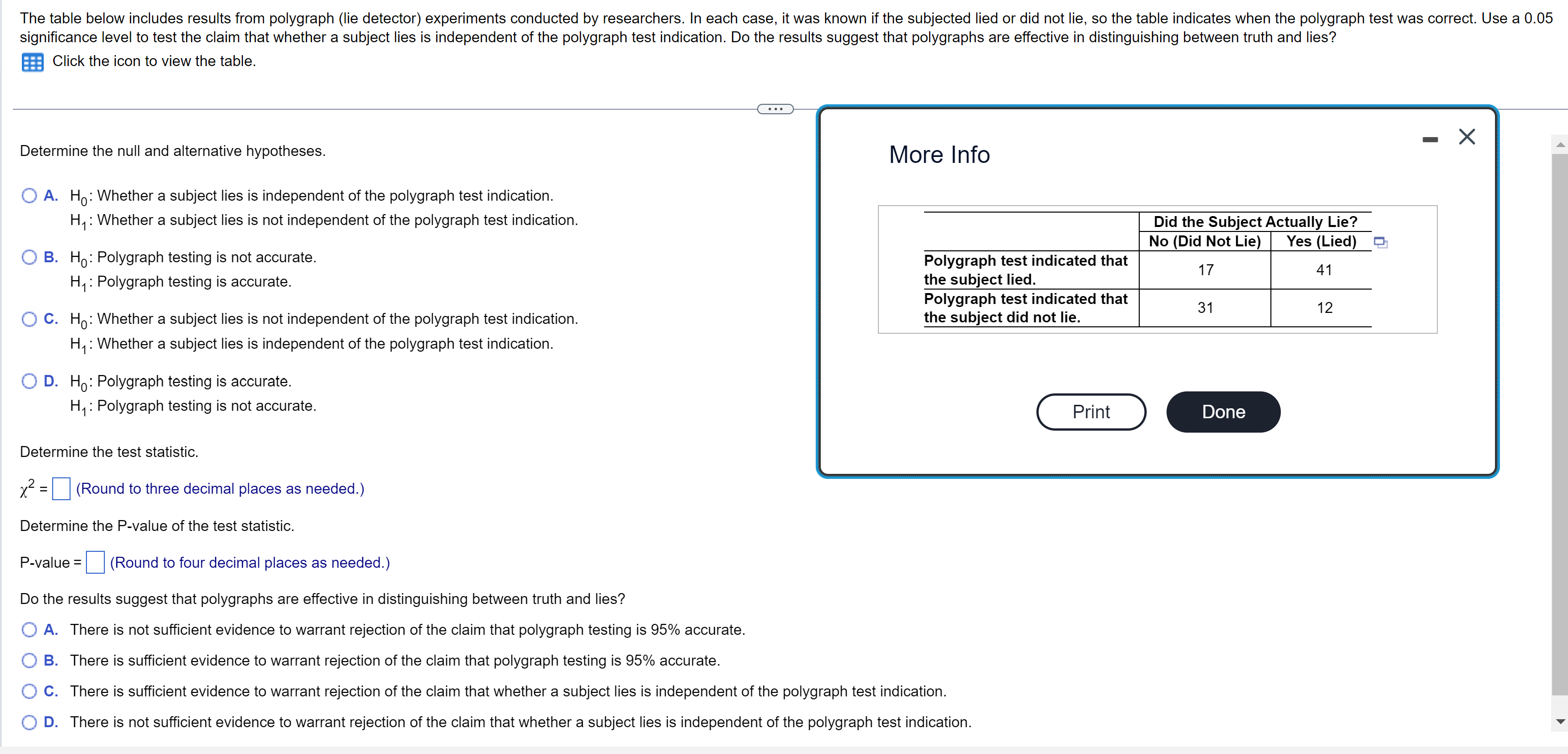 Solved Click the icon to view the table.Determine the null | Chegg.com