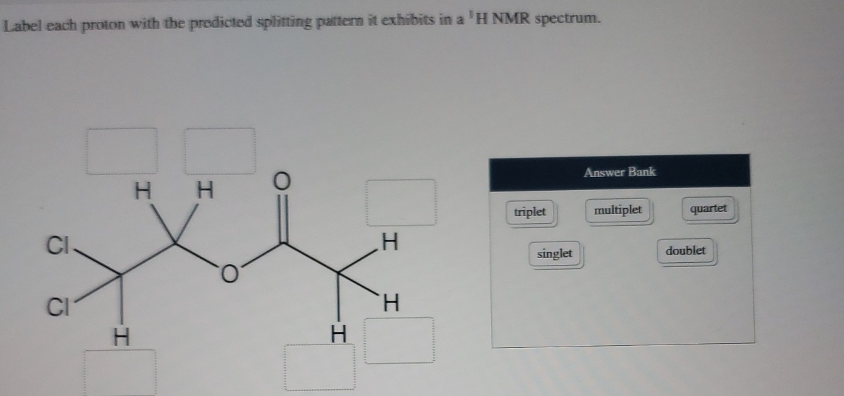 Solved Label each proton with the predicted splitting | Chegg.com