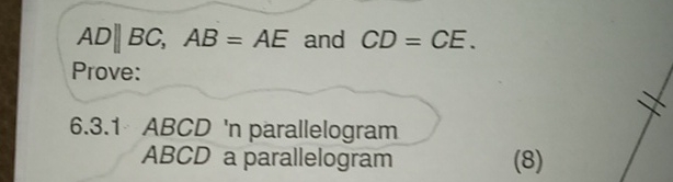 Solved code class="asciimath">AD||BC,AB=AE and CD=CE. | Chegg.com