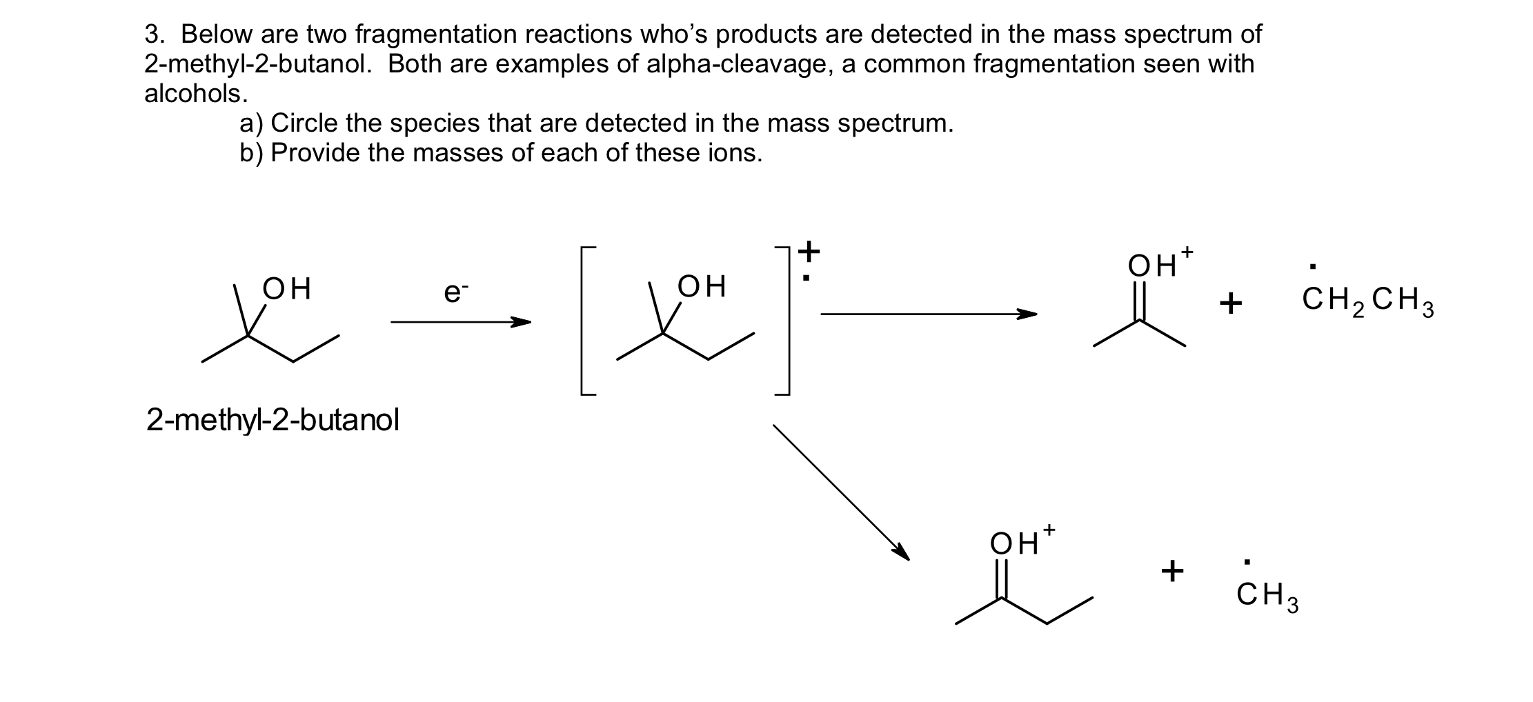 Solved Below are two fragmentation reactions who's products | Chegg.com