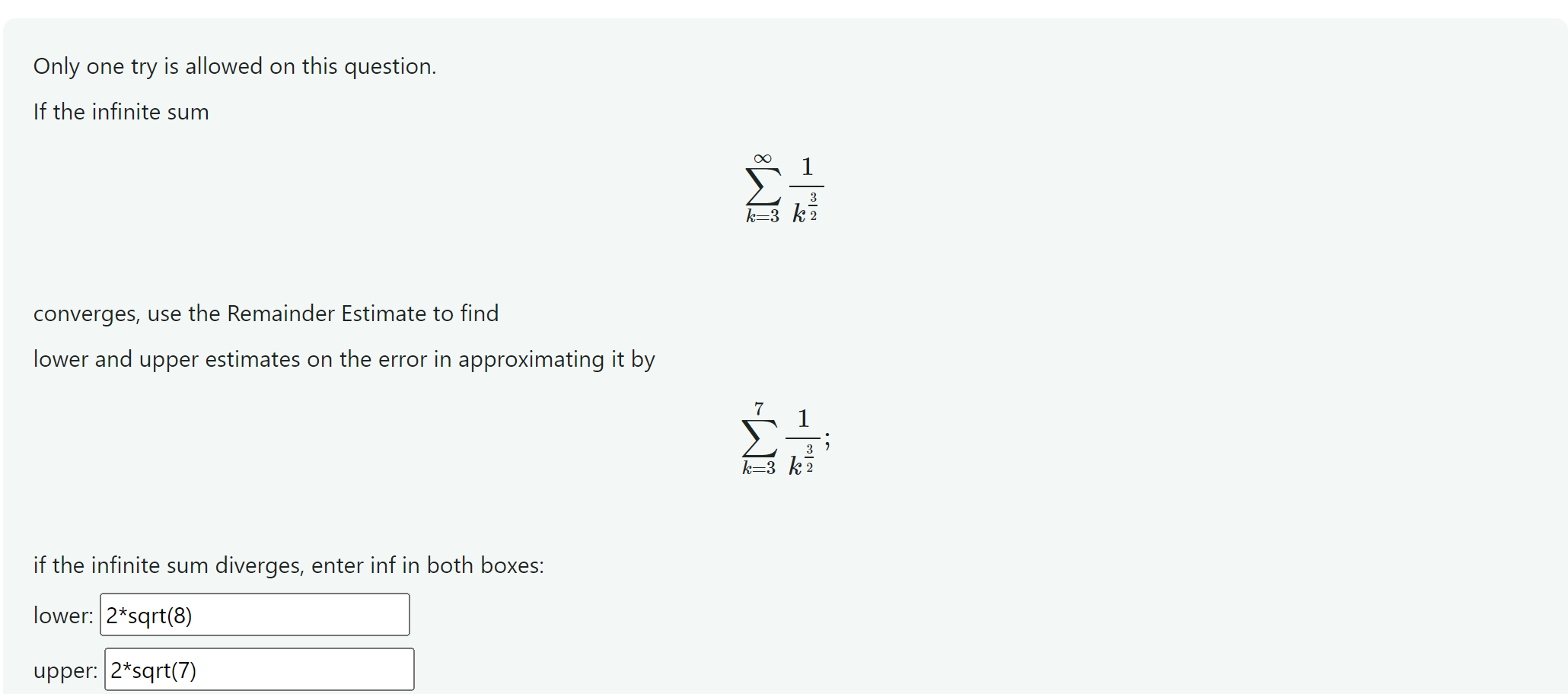 Solved Only one try is allowed on this question.If the | Chegg.com