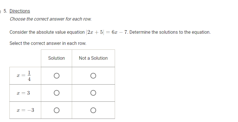 Solved Directions Choose the correct answer for each row. | Chegg.com | Chegg.com