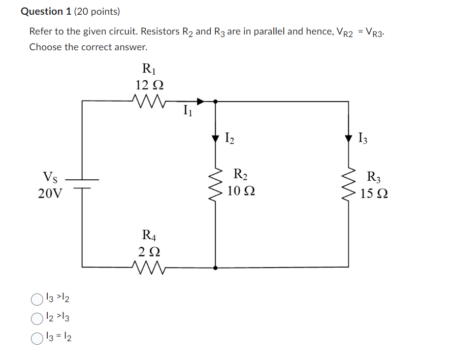 Solved Question 1 (20 ﻿points)Refer to the given circuit. | Chegg.com