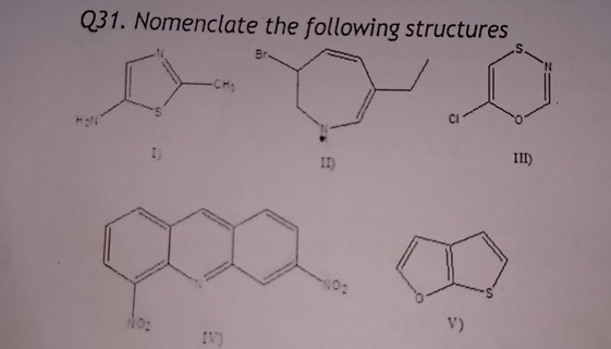 Solved Q31. ﻿Nomenclate the following structures I) ﻿II) | Chegg.com