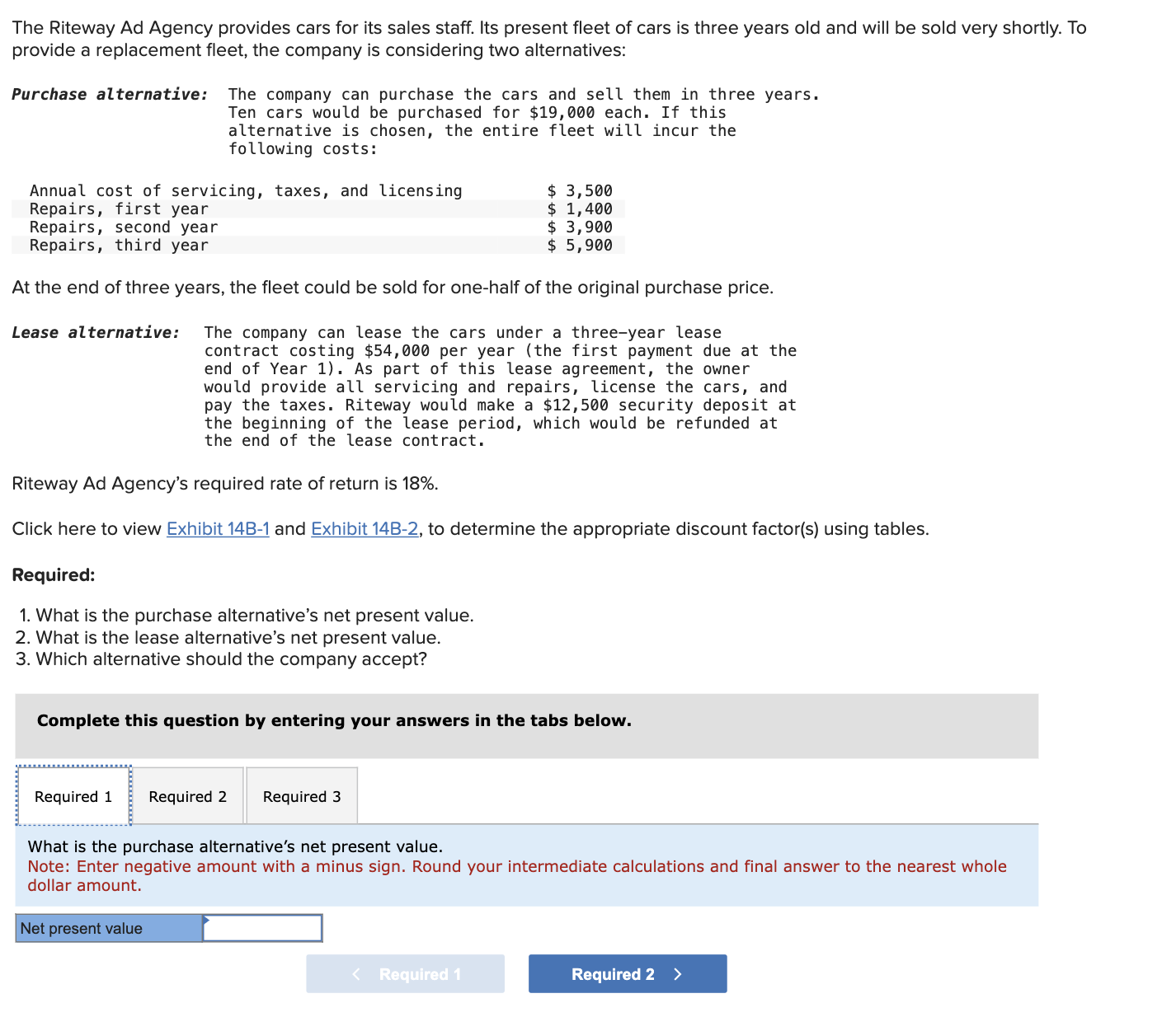 Solved What is the lease alternative's net present | Chegg.com