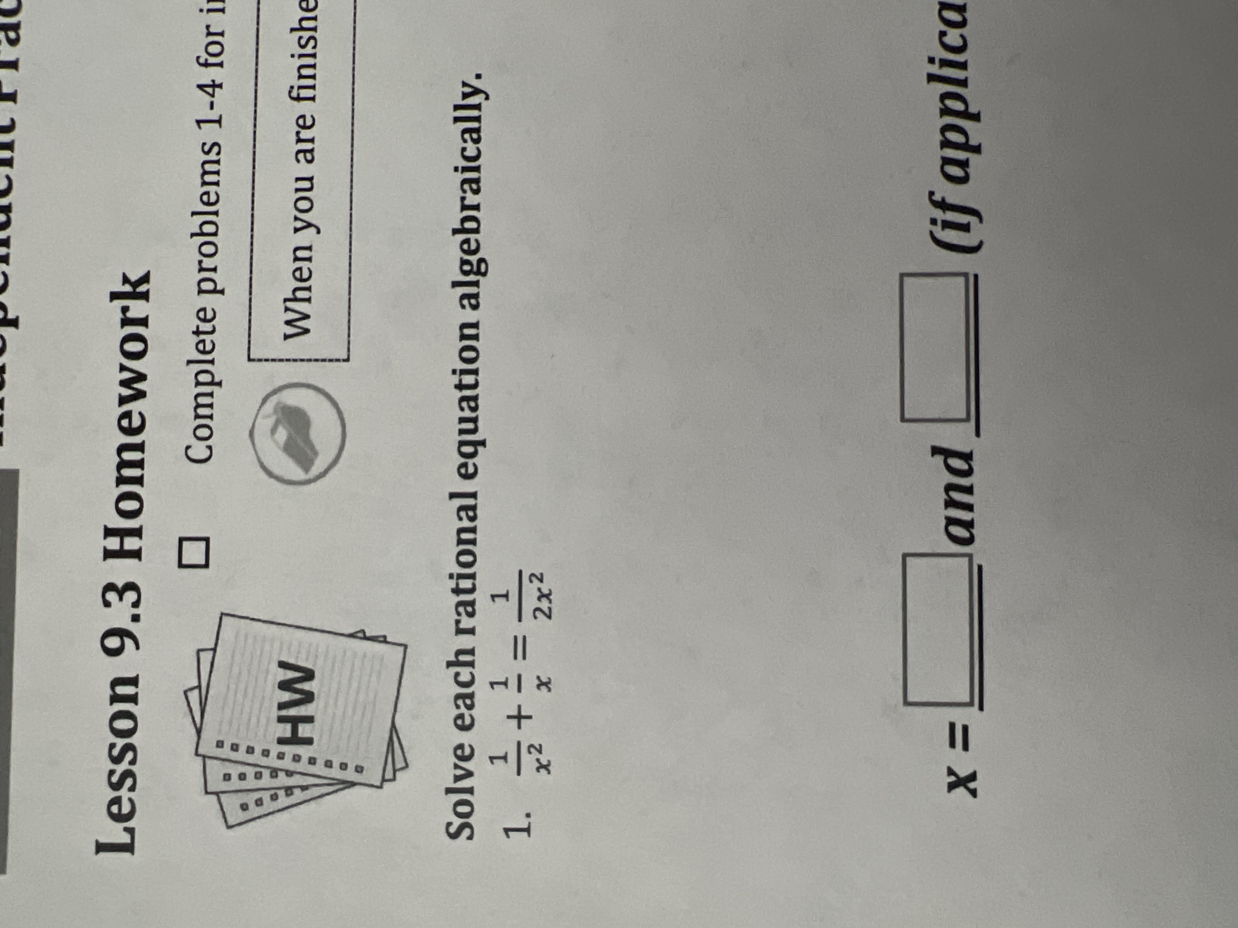 Solved Lesson 9.3 ﻿Homework Complete problems 1-4 ﻿for When | Chegg.com